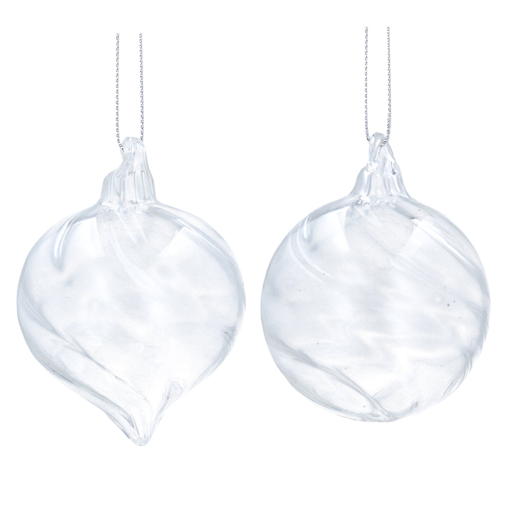 Christmas Hanging Dec: Glass Bauble Spiral 9cm - Clear - Gisela Graham ...
